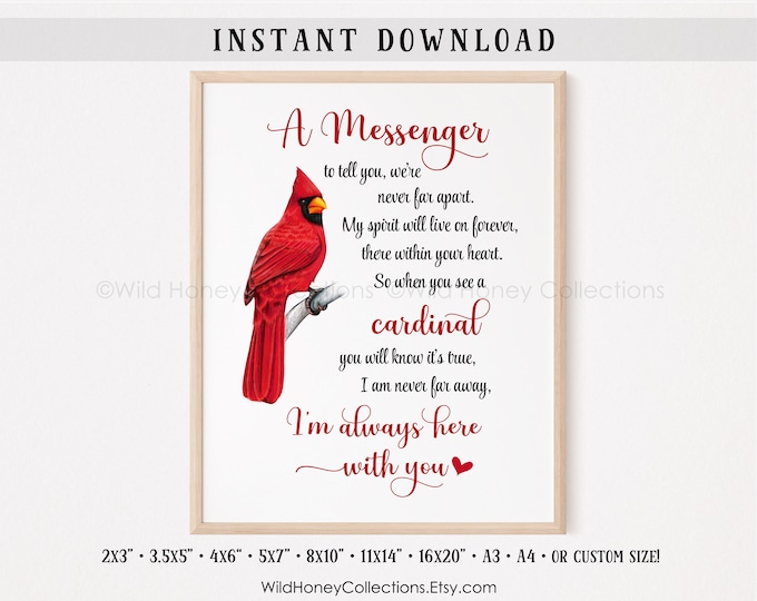Cardinal Grief Loss Poem | Printable Sympathy | Memorial Gift | Digital ...