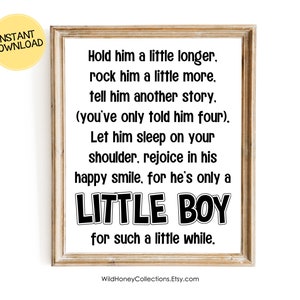 Hold Him A Little Longer Little Boy Poem Son Poem Boy's - Etsy