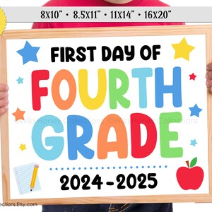 First Day of 4th Grade, Fourth Grade, Printable School Sign, Photo Prop ...