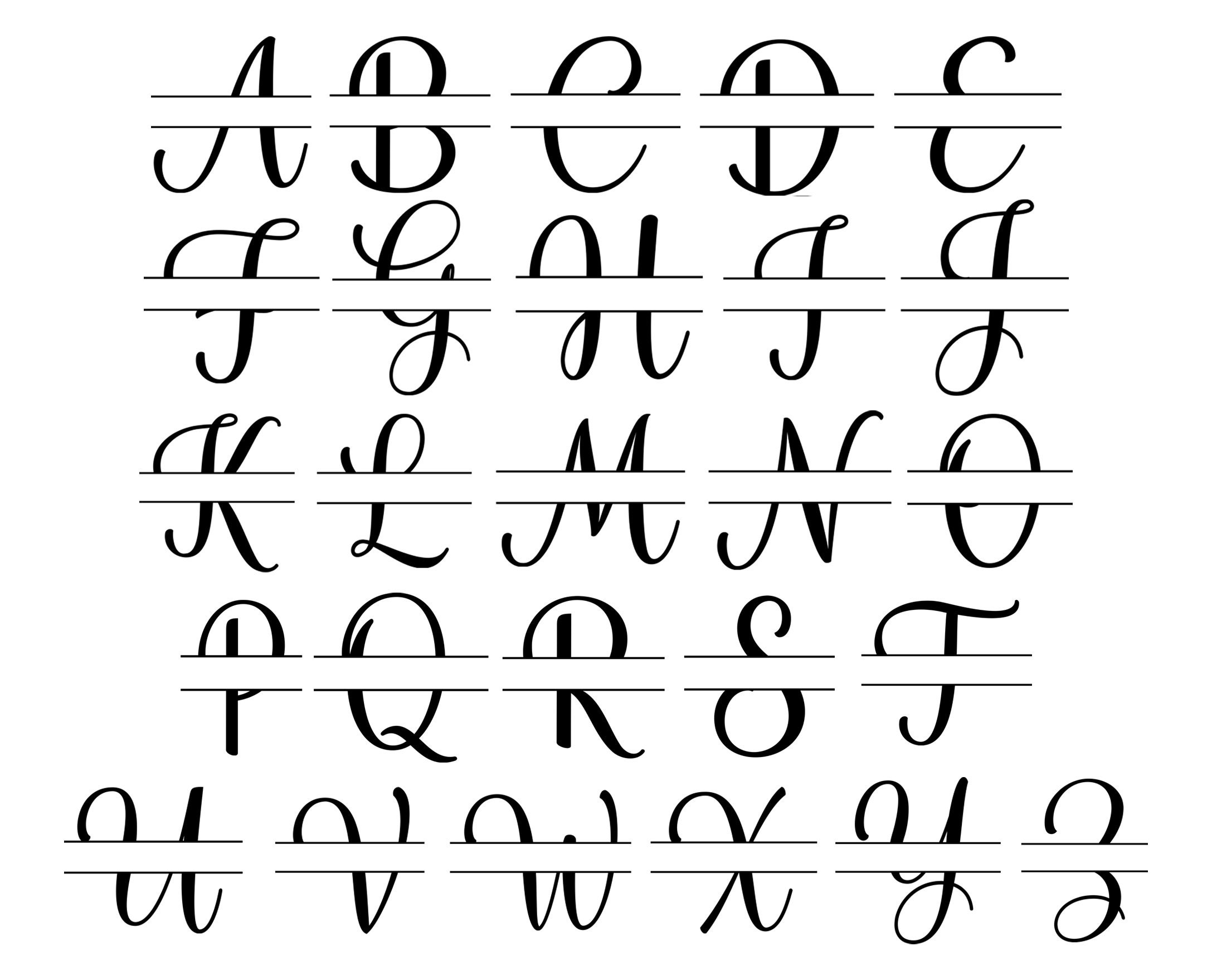 Split Monogram PNG Files, Full Alphabet, 26 Files, Crafting ...