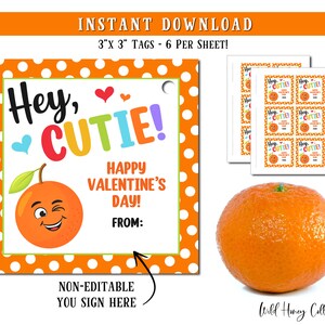 Valentine Cutie Gift Tags, Printable Kids Valentine's Day Tags ...