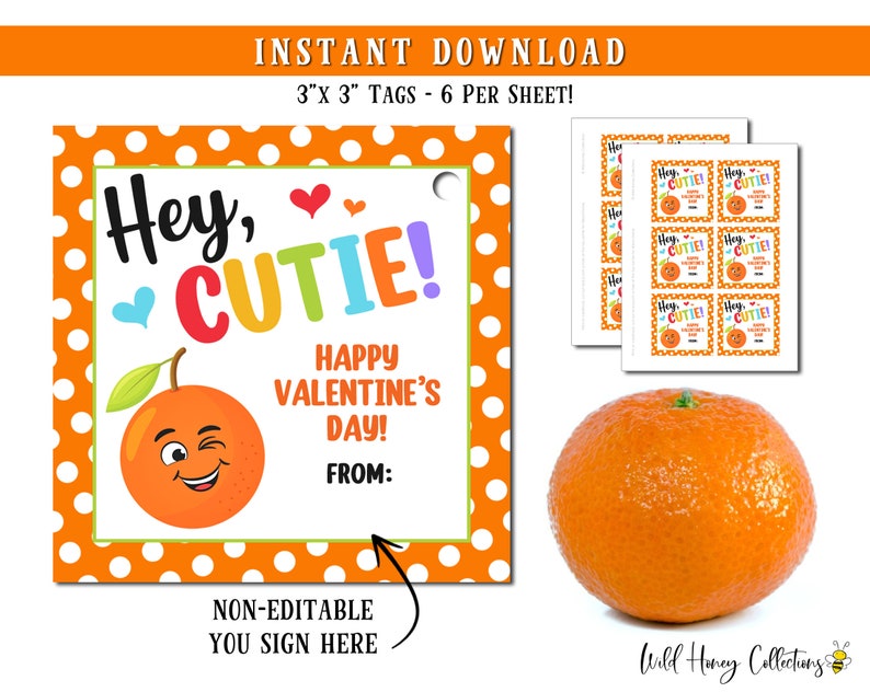 Valentine Cutie Gift Tags Printable Kids Valentine's Day - Etsy