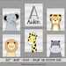 Personalized Boys Room Safari Jungle Zoo Animals, Set of 6, Nursery ...