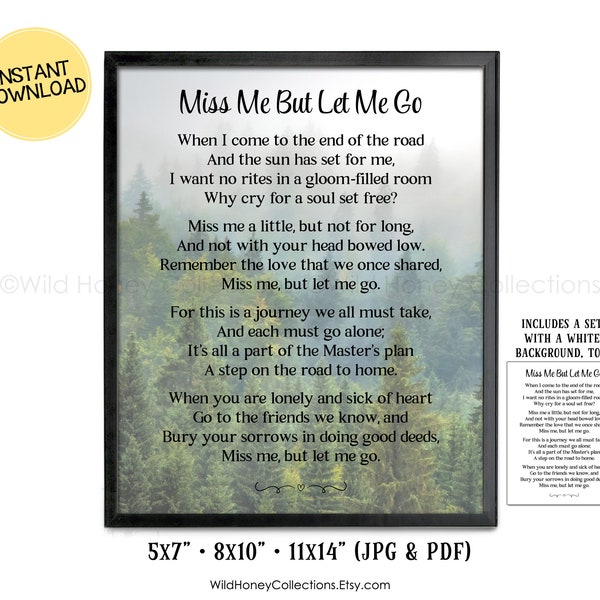Let Me Go Poem - Etsy UK