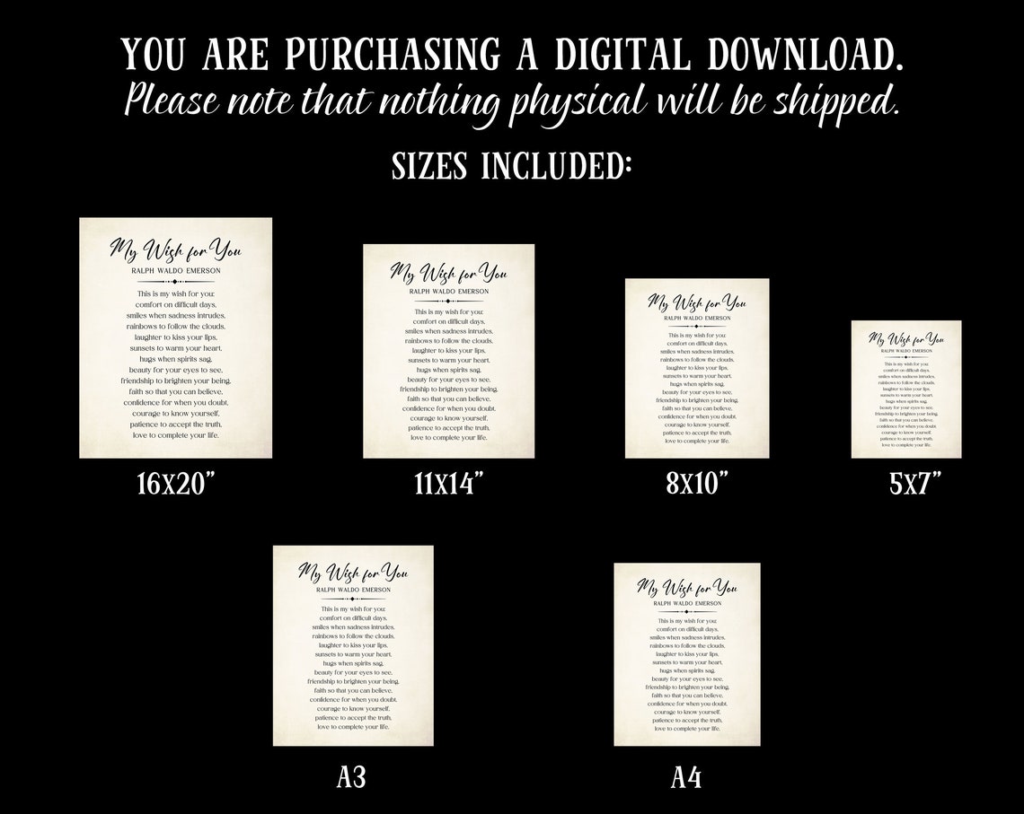 Mein Wunsch für Sie, Ralph Waldo Emerson, Printable Home Dekor ...