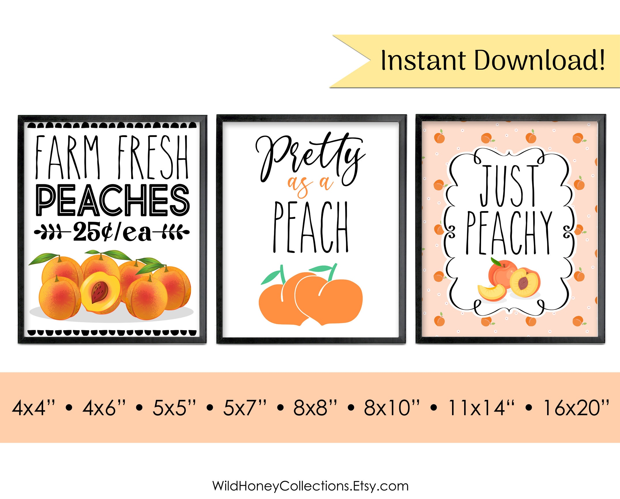 Peach Decor, Tiered Tray Decor, Summer Peaches, Printable Wall Art ...