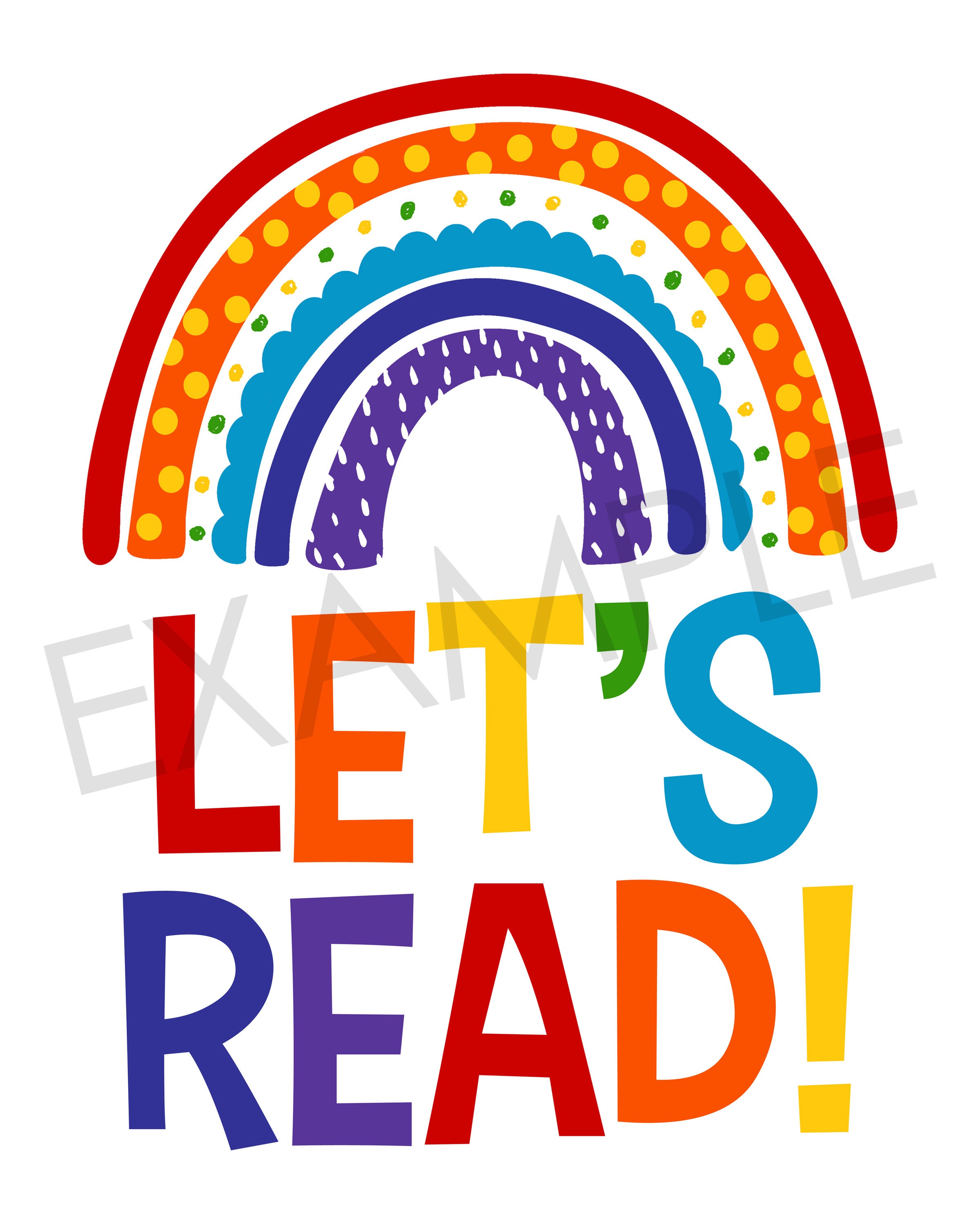 Let's Read Colorful Kids Printable Wall Art Play Room - Etsy