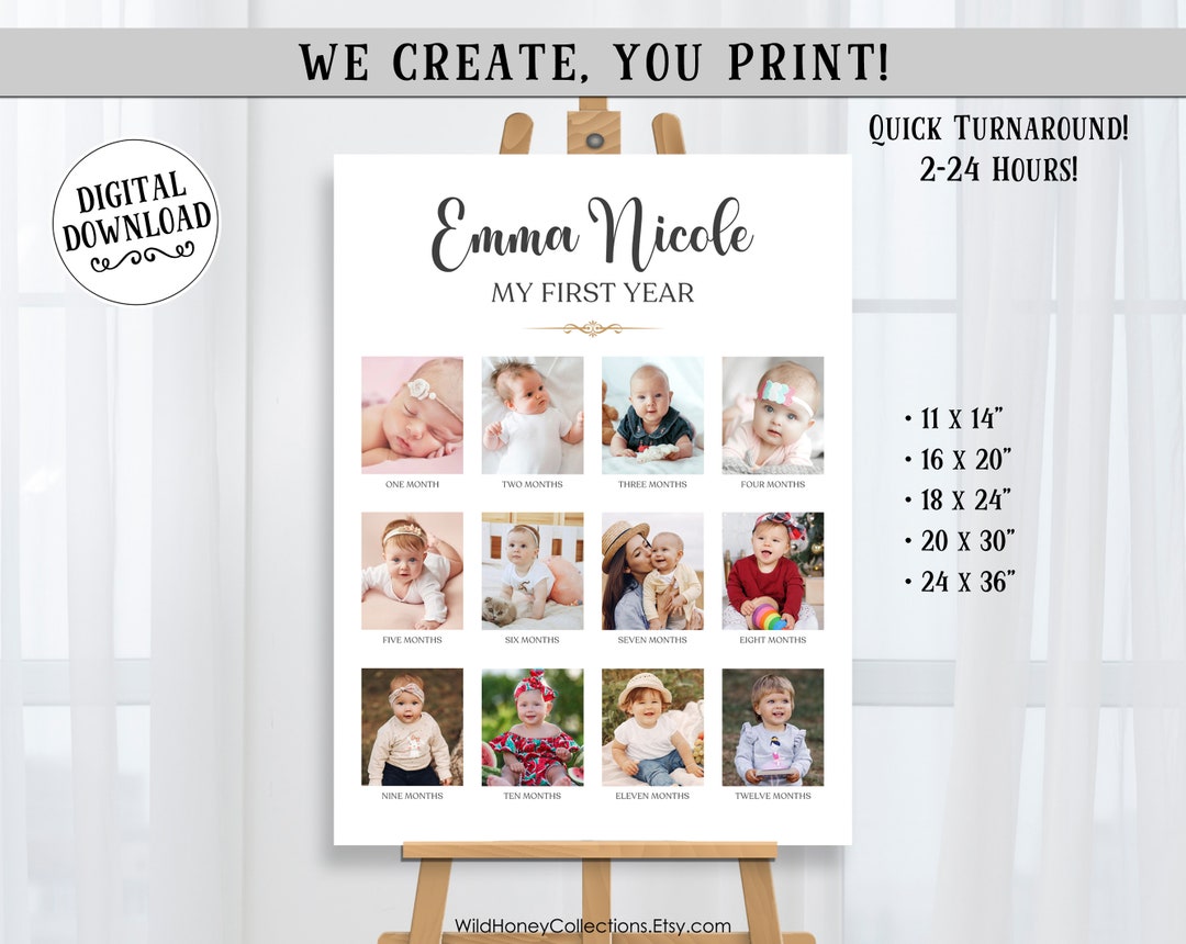 My First Year Photo Printable Poster, Photo Collage, Babys First Year ...