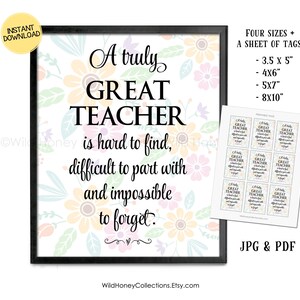 Printable Teacher Appreciation Gift A Truly Great Teacher is | Etsy