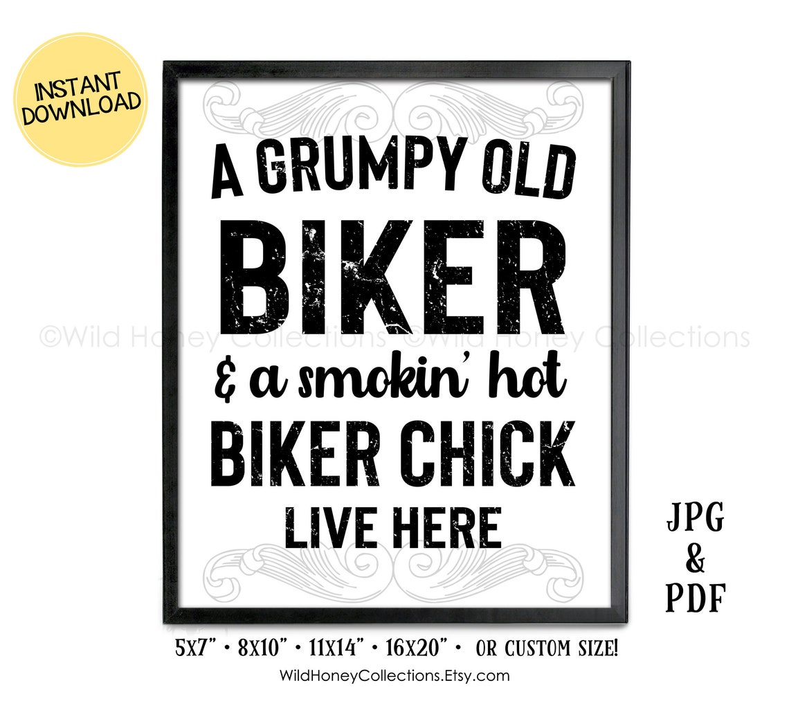 A Grumpy Old Biker Smokin' Hot Biker Chick Printable - Etsy