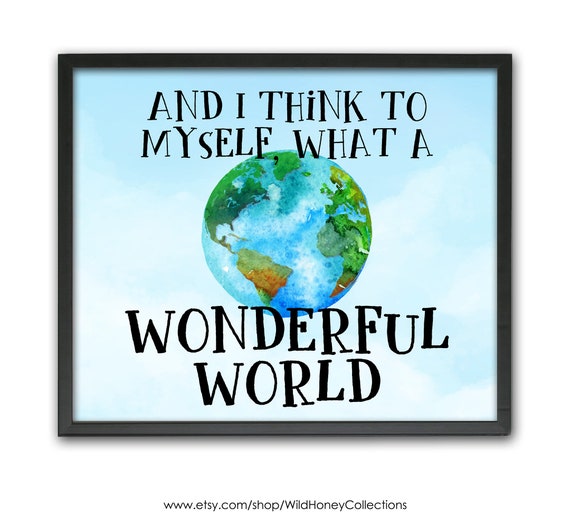 What A Wonderful World Printable Wall Decor Wall Art Earth | Etsy