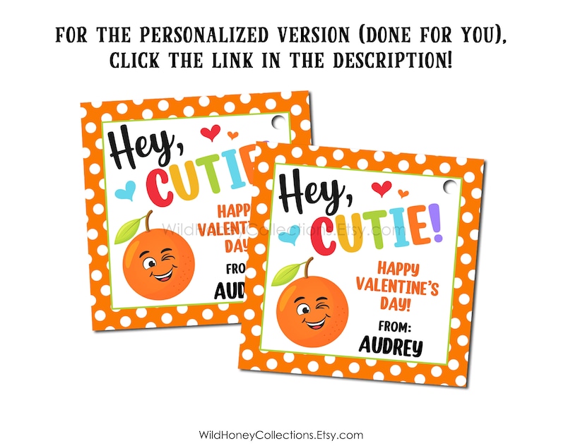 Valentine Cutie Gift Tags Printable Kids Valentine's Day - Etsy