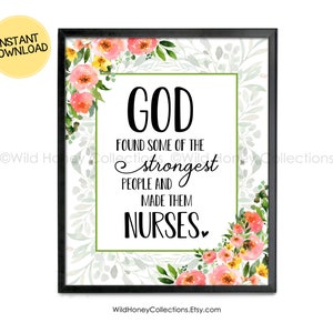 God Made Nurses Printable Decor or Greeting Card Strong - Etsy