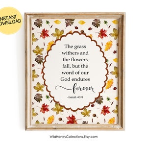 Isaiah 40:8, the Word of God Endures Forever, Fall Decor, Religious ...