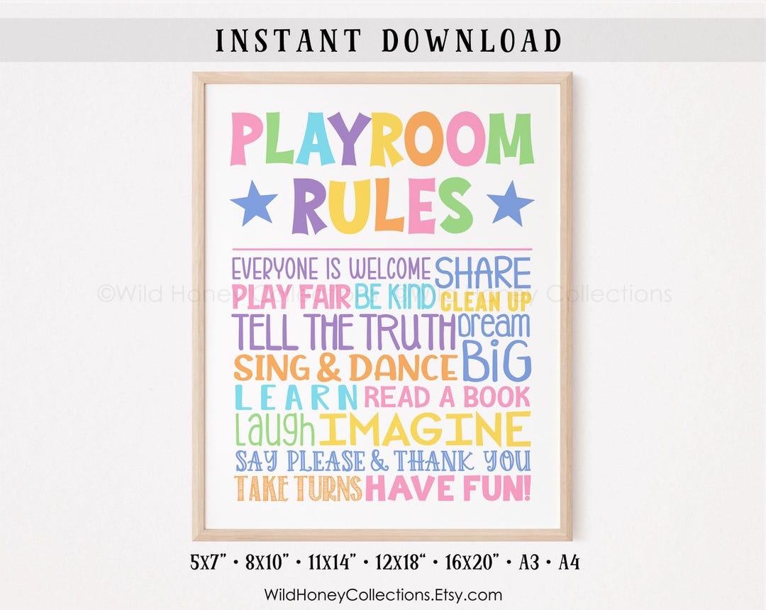 Playroom Rules Printable Wall Decor | Kids Room Wall Art | DIGITAL ...