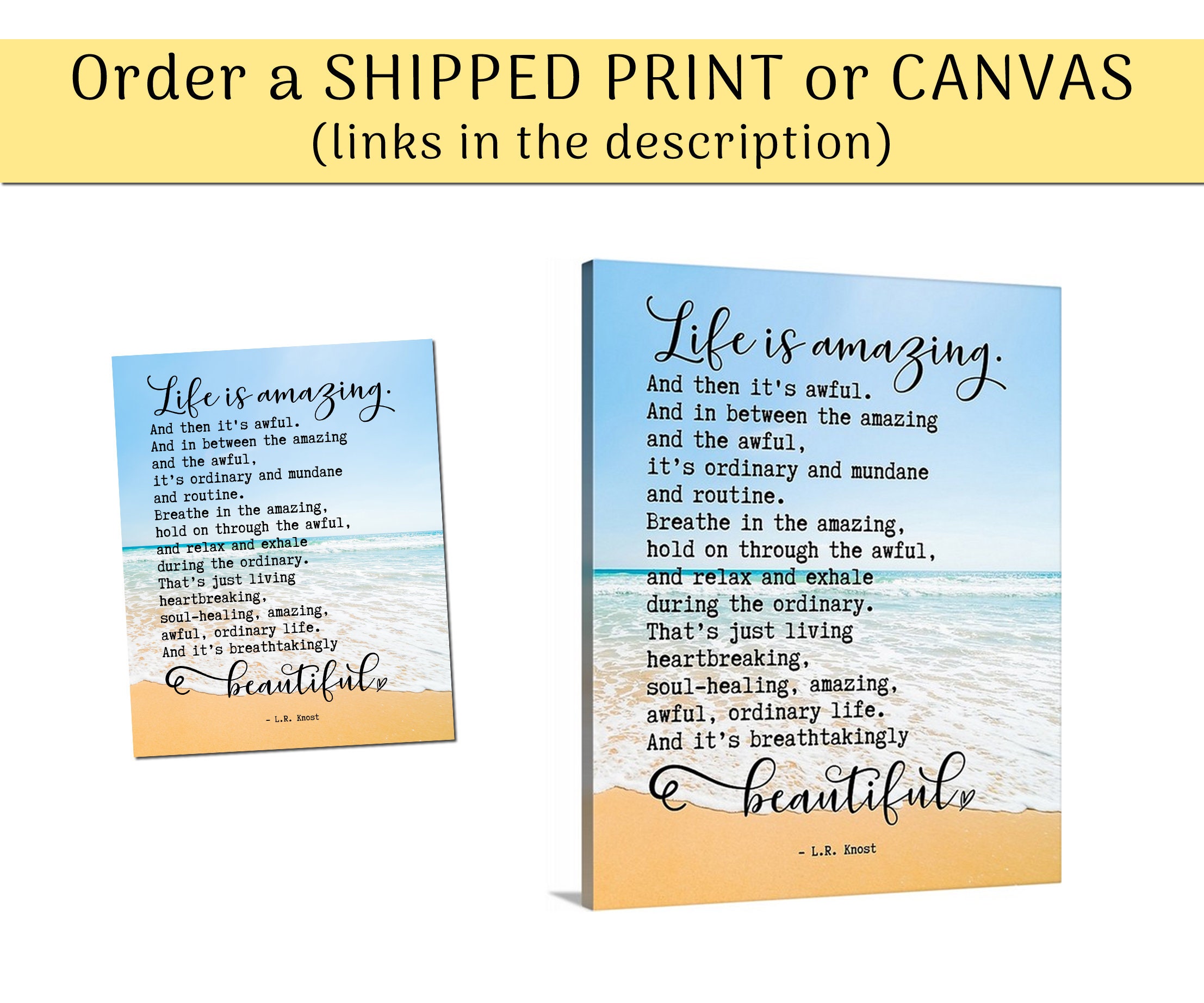 Life is Amazing Large Printable Wall Art Beach Scene | Etsy