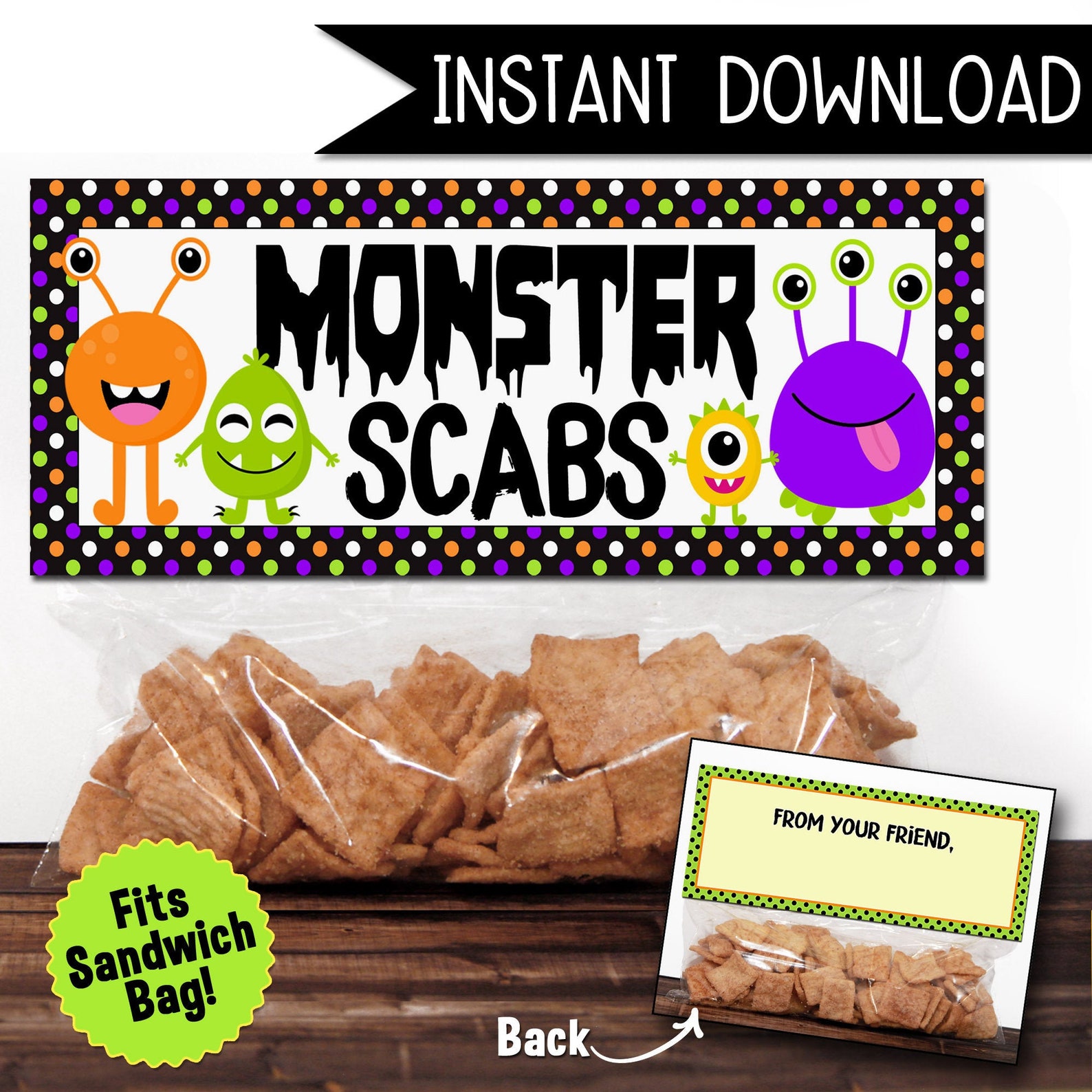 Monster Scabs Halloween Treat Topper Funny Halloween Treat - Etsy