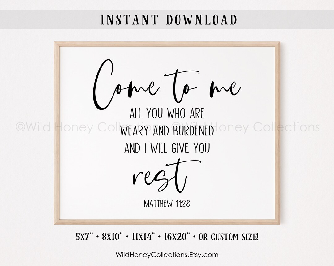 Scripture Wall Art | Come to Me I Will Give You Rest | Matthew 11:28 ...