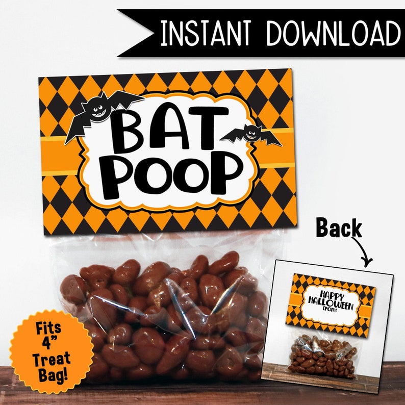 Bat Poop Treat Topper Printable Halloween Treat Bag Topper - Etsy