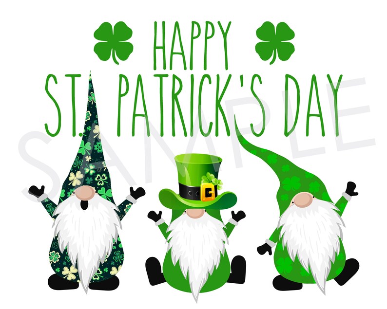 Cute St. Patrick's Day Gnomes Printable Decor Happy St. - Etsy