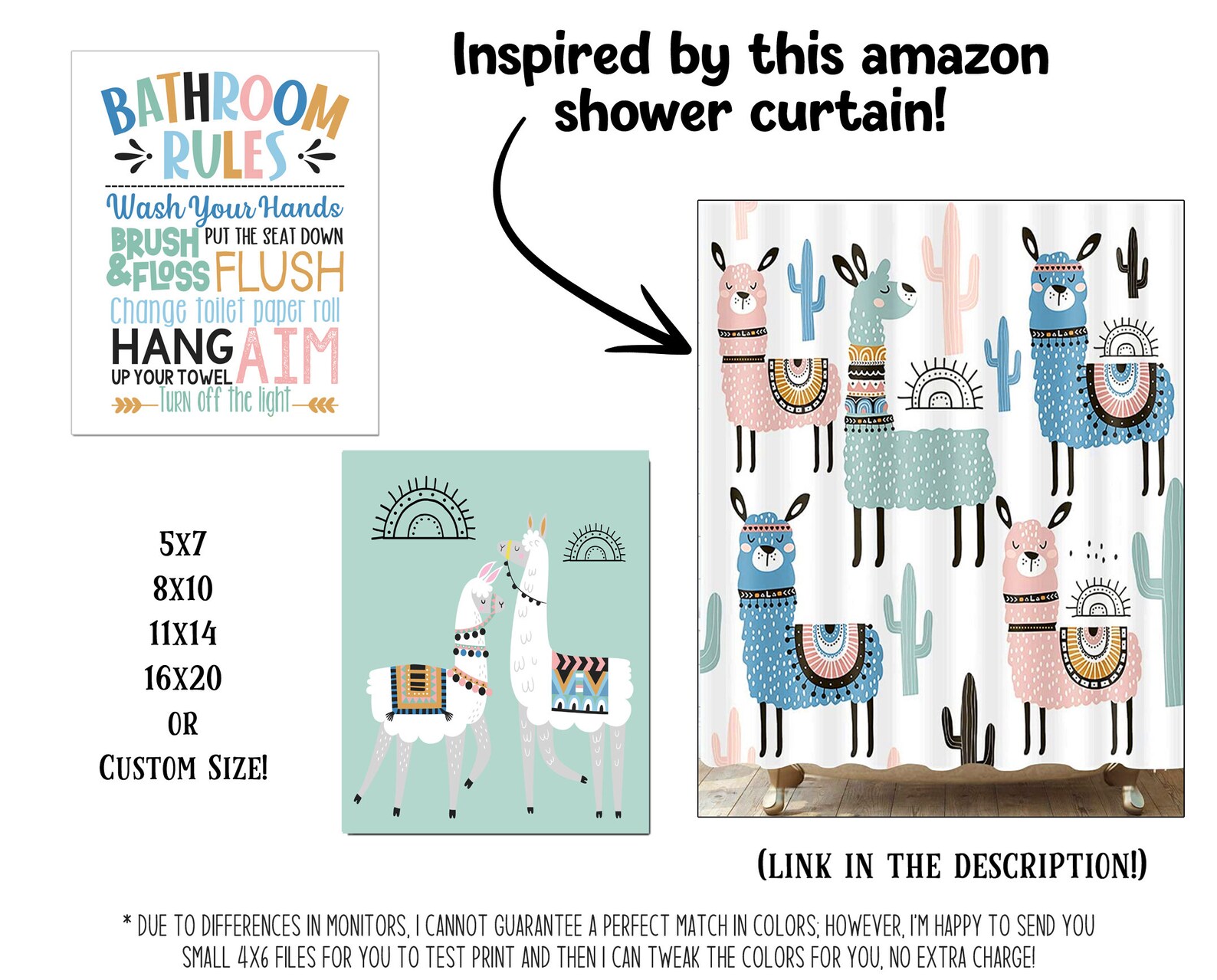 Bathroom Rules Girls Llama Bathroom Wall Decor Printable - Etsy