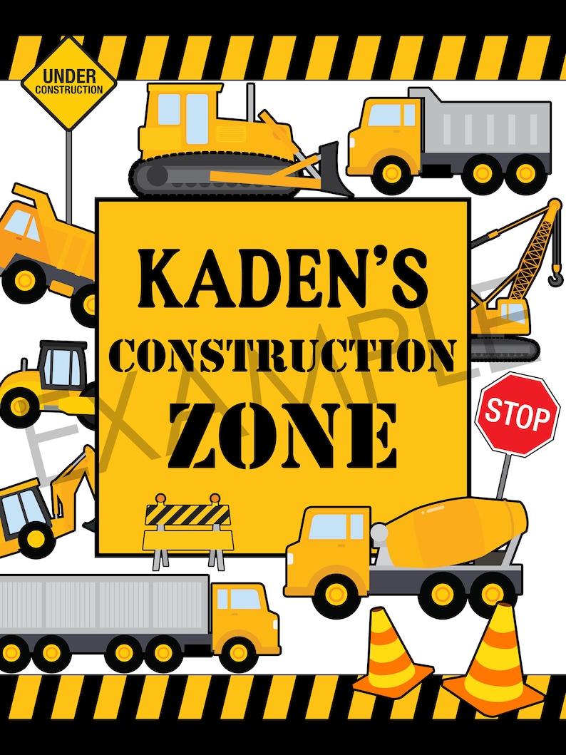 Construction Zone Sign Printable Kids Room Wall Art - Etsy