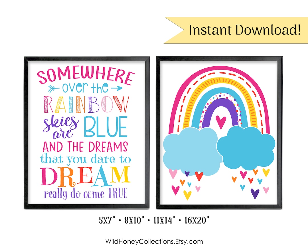Somewhere Over the Rainbow, Printable Wall Art, Girls Room, Girls ...