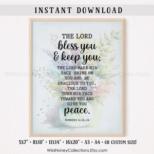 The Lord Bless You and Keep You, Numbers 6:24-26 , Printable Wall Art ...