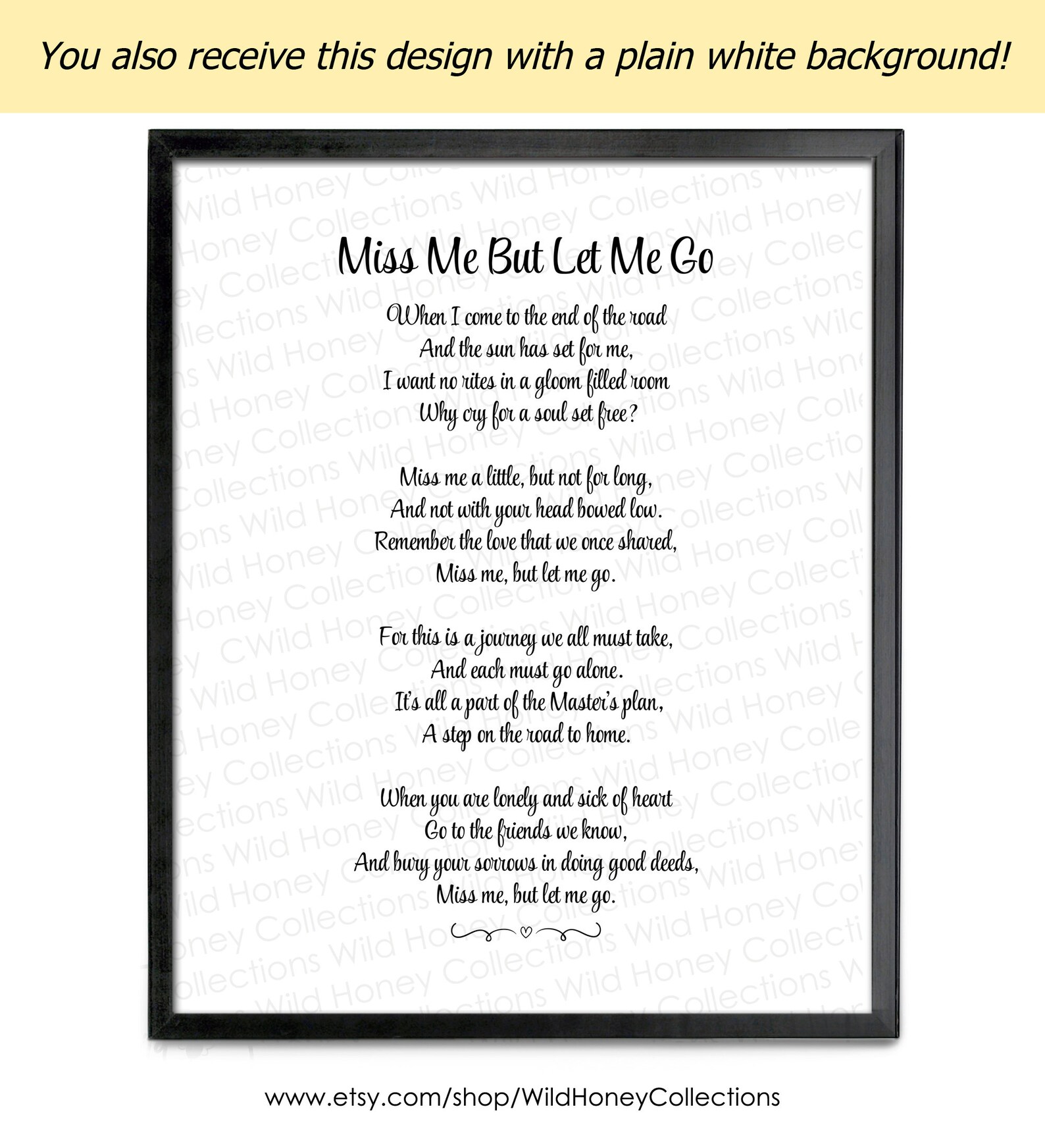 Miss Me but Let Me Go Funeral Poem Lost Loved One Poem in - Etsy
