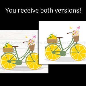 Lemon Bicycle, Printable Decor, Farmhouse Spring Decor, Green Yellow ...