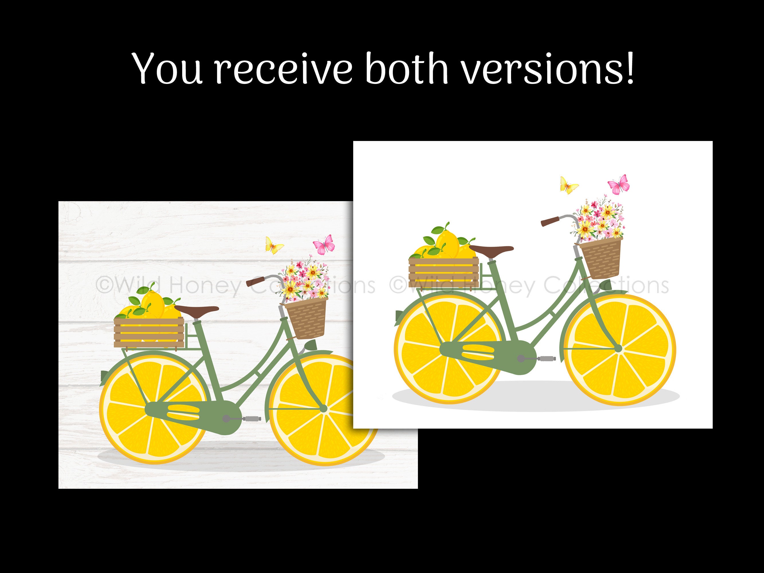 Lemon Bicycle Printable Decor Farmhouse Spring Decor Green | Etsy