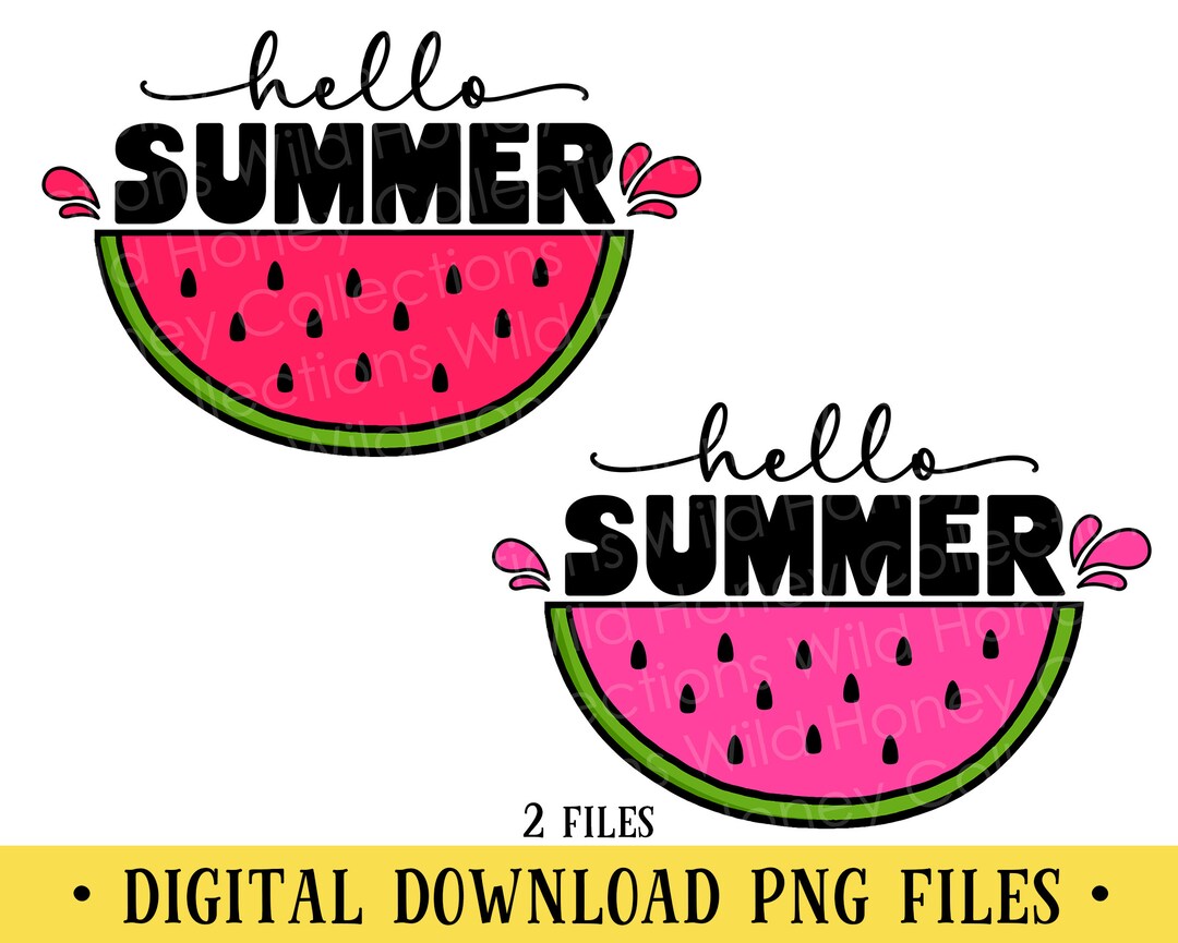 Hello Summer Watermelon Clipart: 2 PNG Files (digital Download) - Etsy