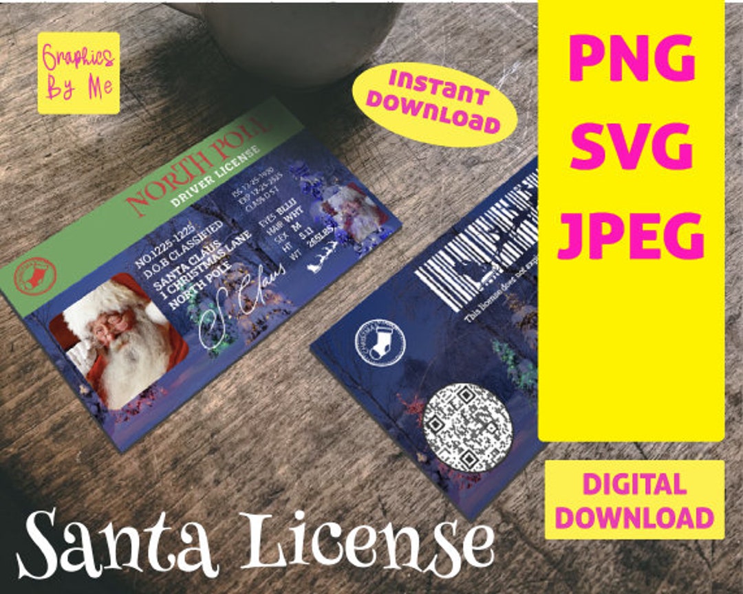 Santa Claus License Svg, Santa Clause Licence Png, Christmas Png, Santa ...