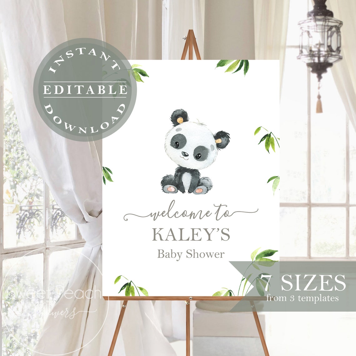Panda Welcome Sign Baby Shower Birthday Signage Editable - Etsy