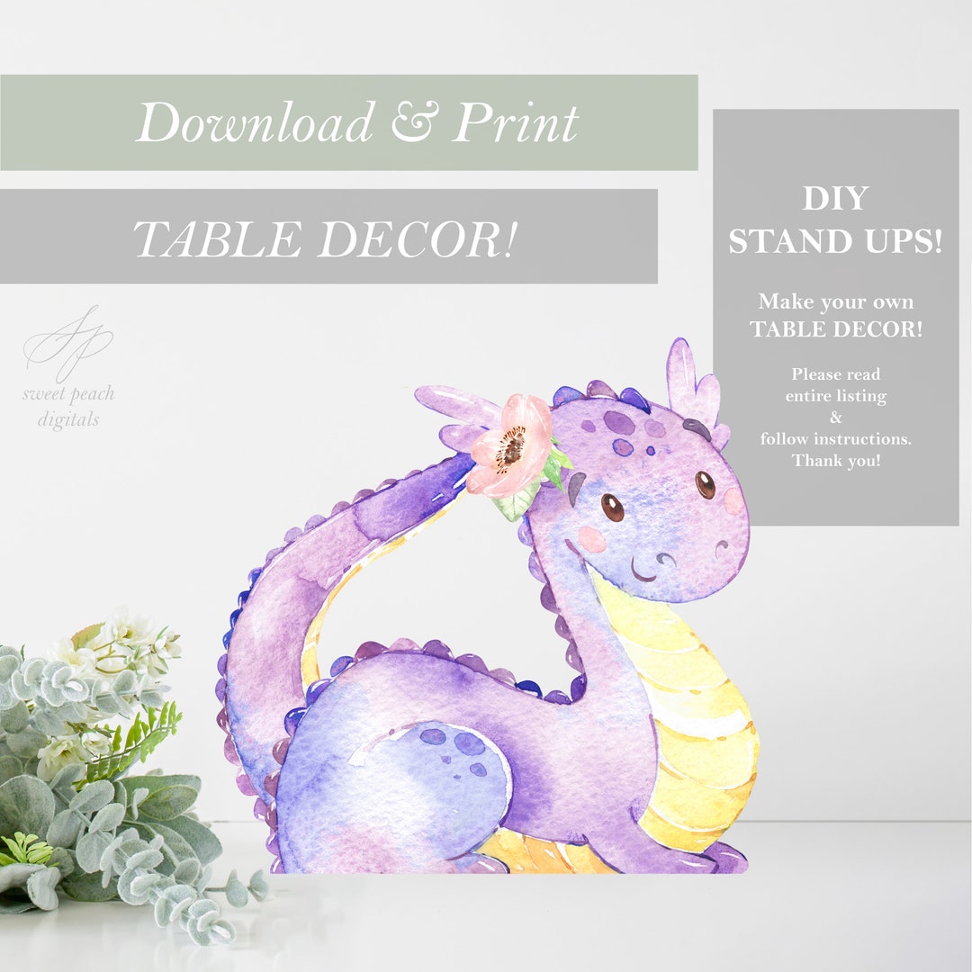 Girl Dragon Party Table Decor Cut Out Printable Stand up Birthday Theme ...