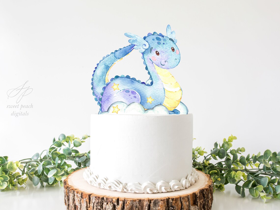 Dragon Cake Topper Printable Birthday 4 Sizes Cake Cut Out | Etsy