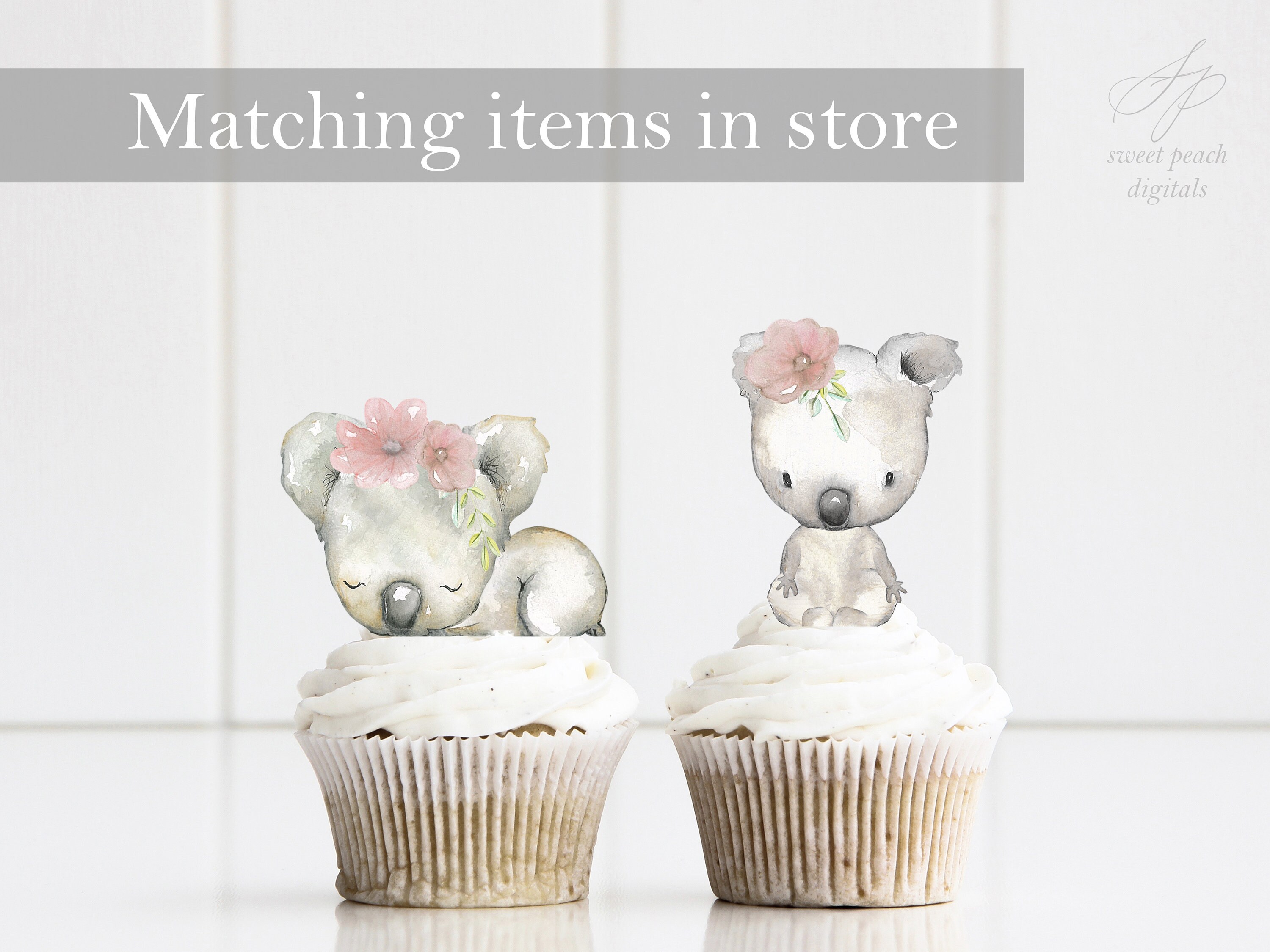 Flower Koala Bear Topper Australian Digital Printable Birthday Cake ...