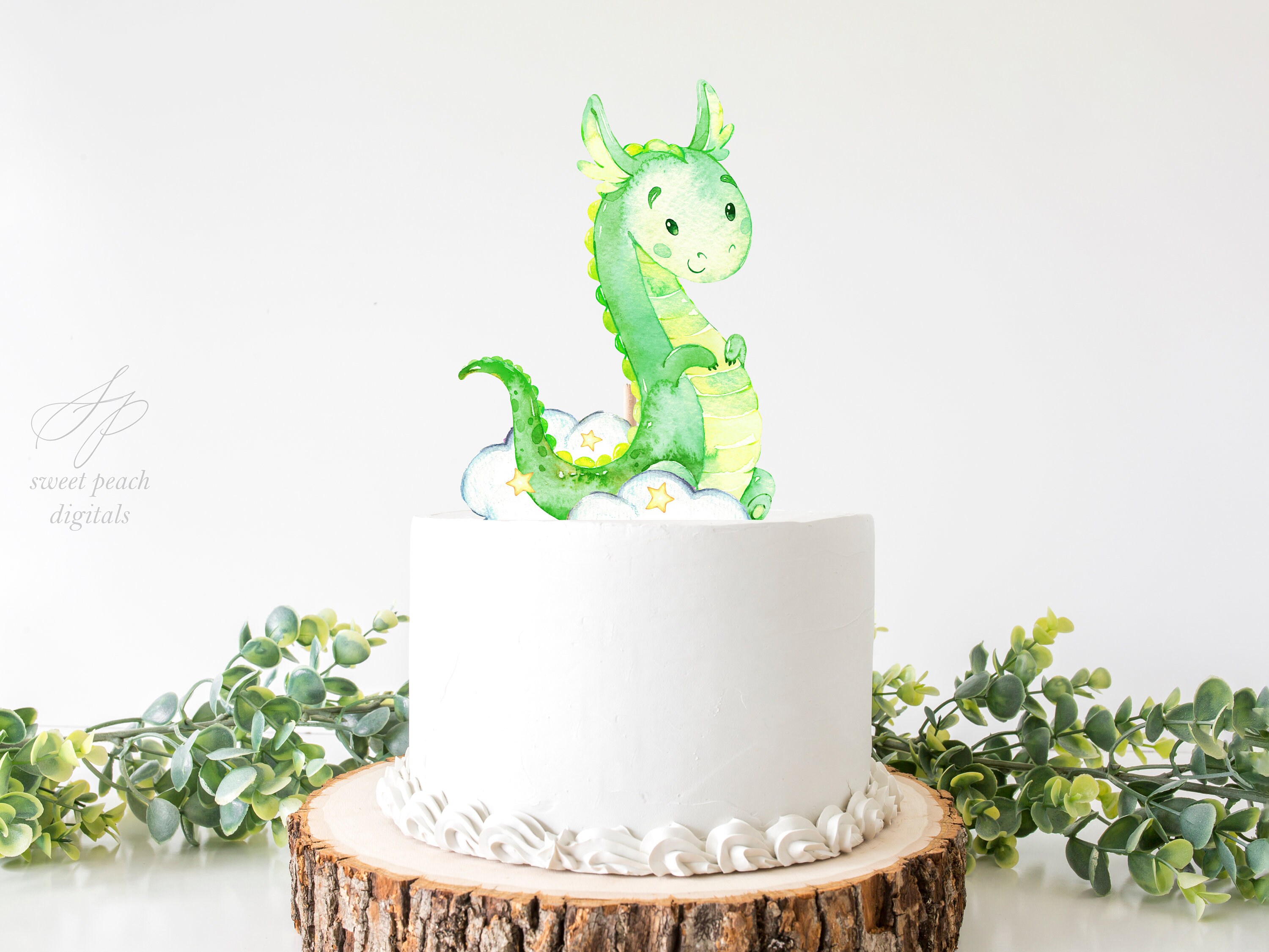 Dragon Cake Topper Birthday Printable 4 Sizes Cake Cut Out Cloud ...
