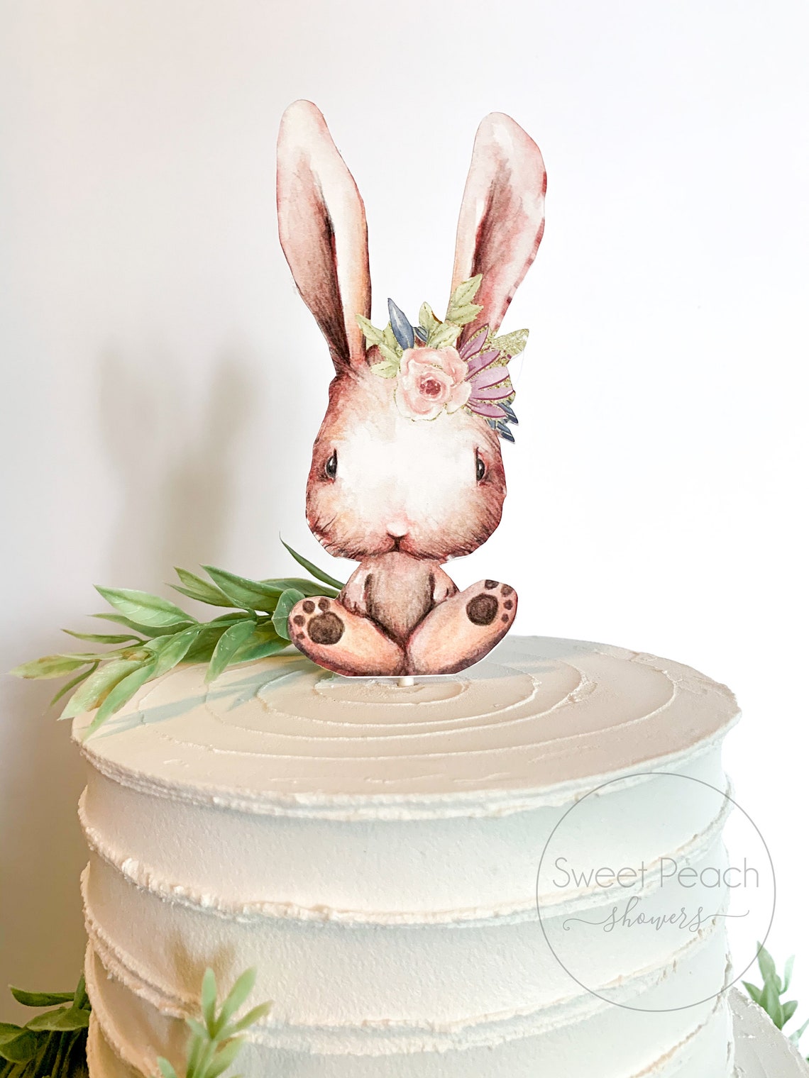 Bunny Rabbit Topper DOUBLE SIDED Printable Flower Cut Out Woodland ...