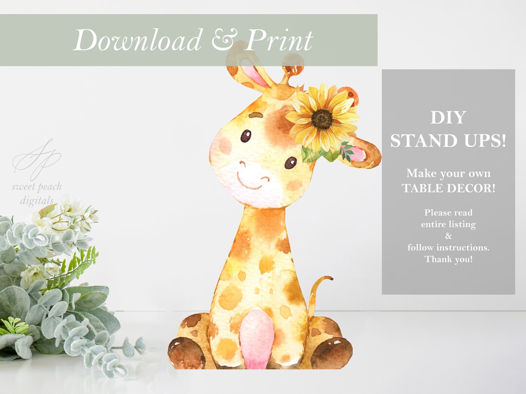 Safari Giraffe Baby Shower Birthday Party Decor Digital Cut Out ...