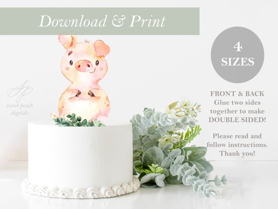 Pig Farm Cake Topper DOUBLE SIDED Barn Yard Piglet Cut Out - Etsy