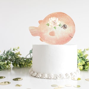 Puffer Fish Topper Baby Shower Birthday Party Double Sided Digital ...
