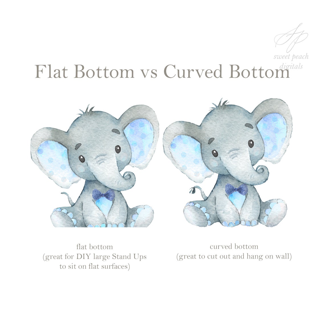 LARGE Boy Elephant Cut Out Printable Stand up Safari Bow Tie Baby ...