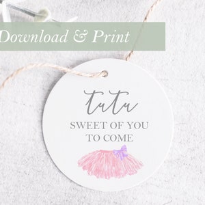 Tutu Sweet Favor Tags Princess Ballerina Tutu Gift Birthday Baby Shower ...