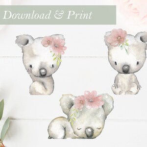 LARGE Koala Bear Baby Shower Decor Cut Out Printable Stand up ...