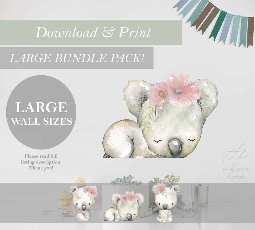 LARGE Koala Bear Baby Shower Decor Cut Out Printable Stand up ...