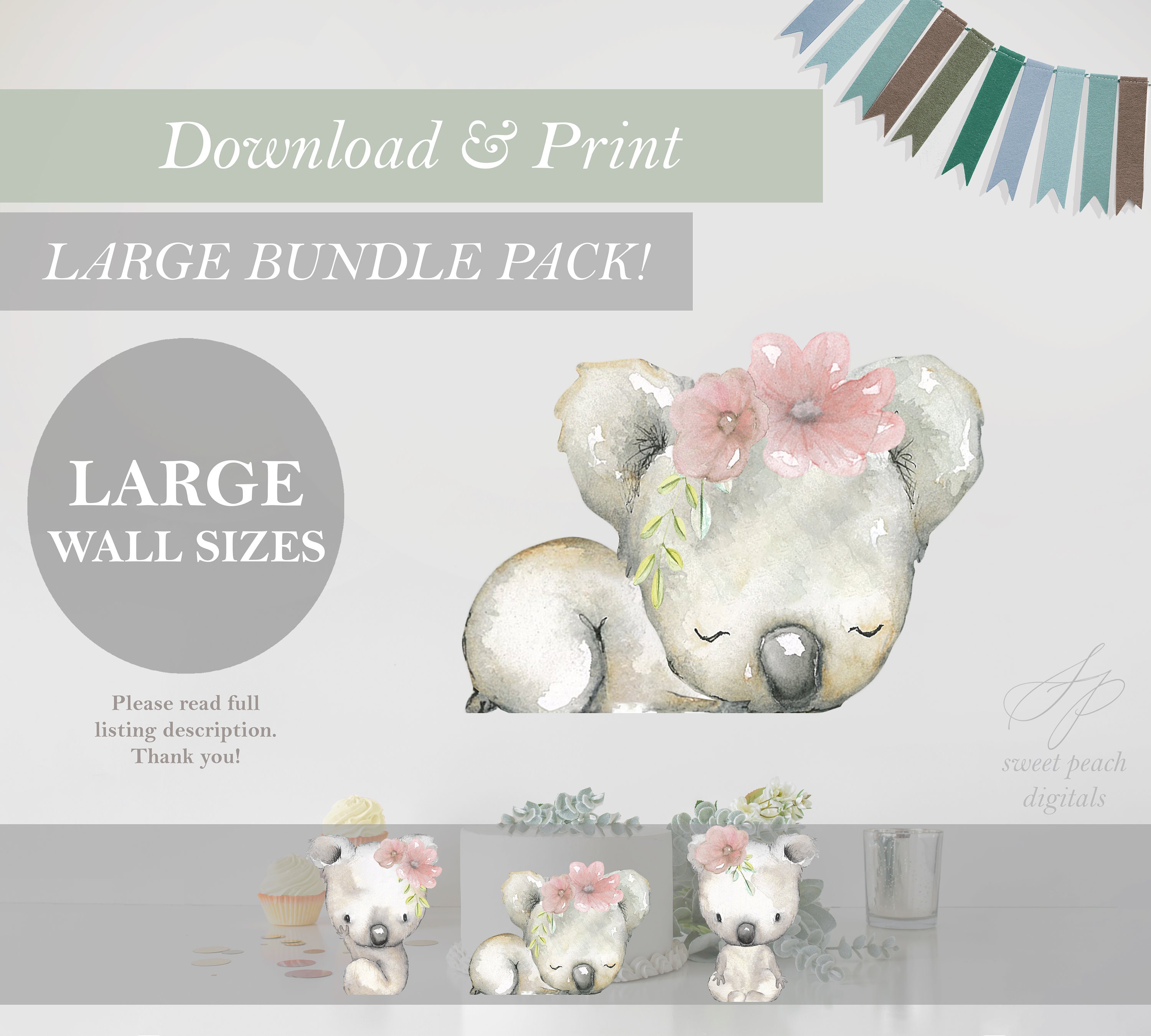 LARGE Koala Bear Baby Shower Decor Cut Out Printable Stand Up | Etsy