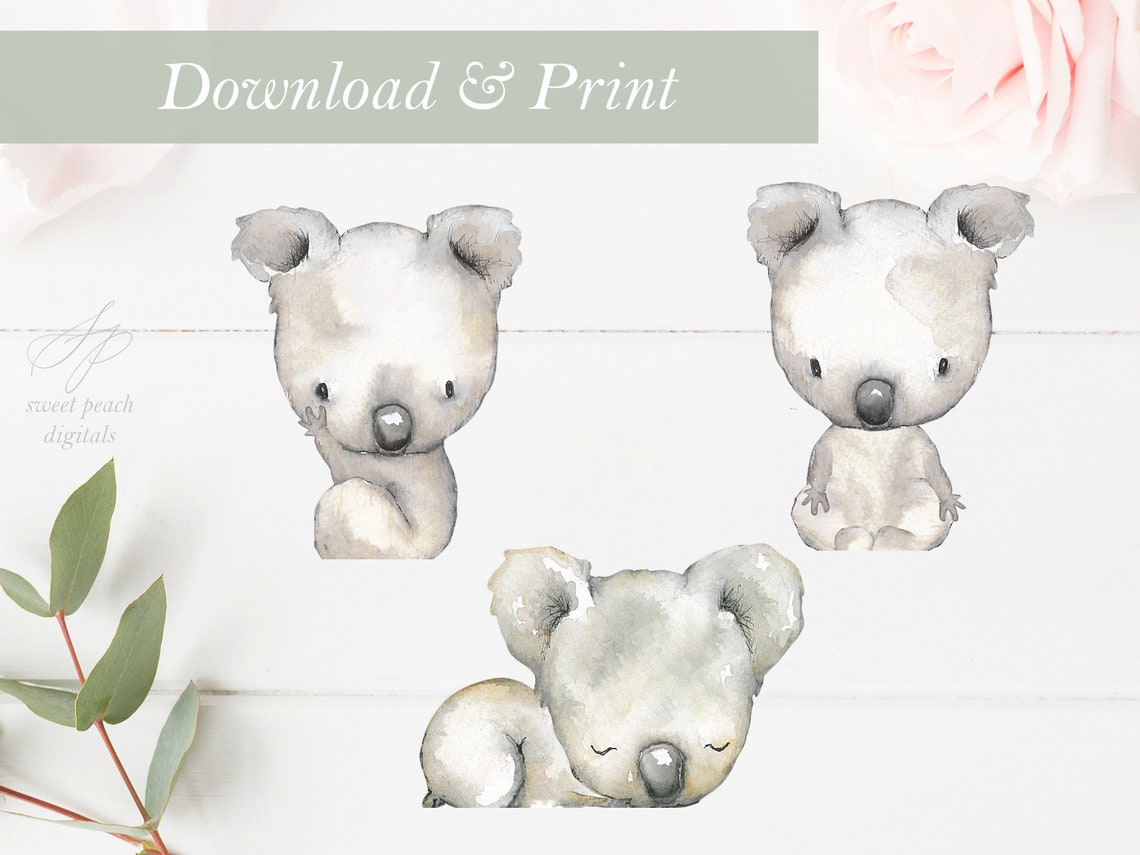 LARGE Koala Bear Baby Shower Decor Cut Out Printable Stand up | Etsy