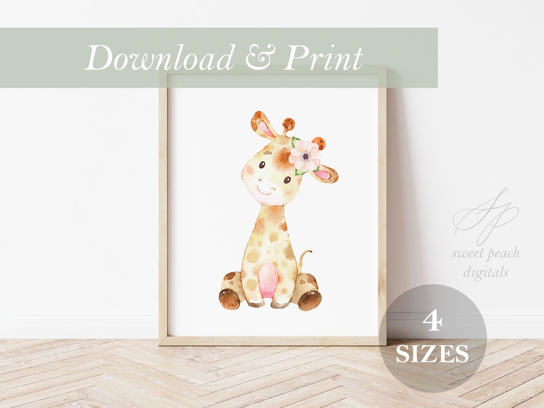 Giraffe Kinderzimmer Dekor Gänseblümchen Wand Kunst Druckbare digitale ...