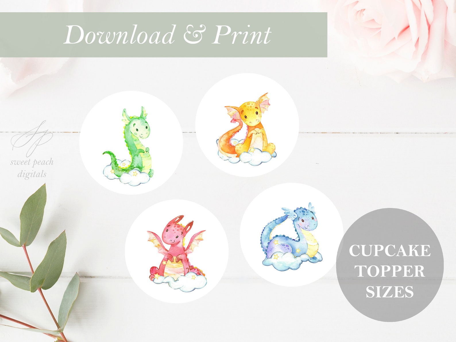 Dragon Cupcake Topper Digital Printable Cup Cake Decoration - Etsy